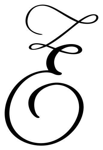 Calligraphy hand drawn letter e script Royalty Free Vector