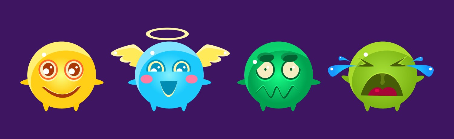 Funny round face emotion character colorful Vector Image