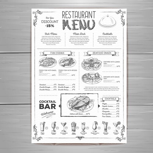 Hand drawing restaurant menu design Royalty Free Vector