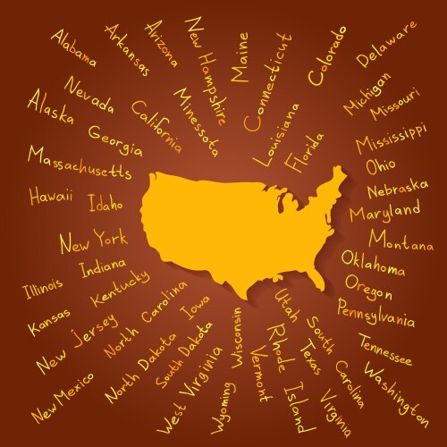 Hand drawn us map Royalty Free Vector Image - VectorStock