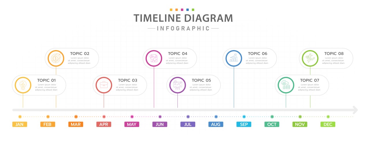 Infographic 12 months timeline calendar circles Vector Image