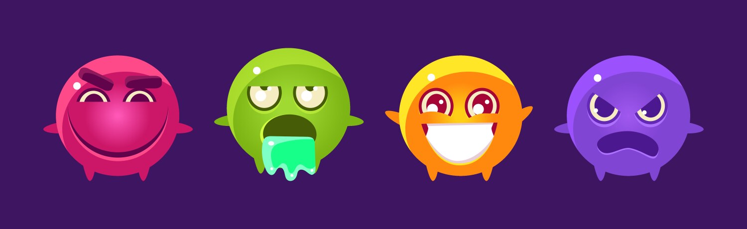 Funny round face emotion character colorful Vector Image