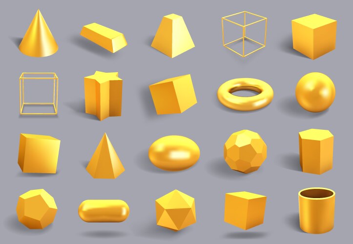 Realistic 3d geometric shapes basic geometry Vector Image Realistic 3d geometric shapes basic geometry Vector Image