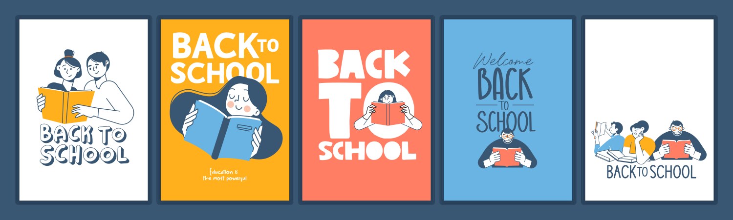 Back to school cards retro style posters Vector Image