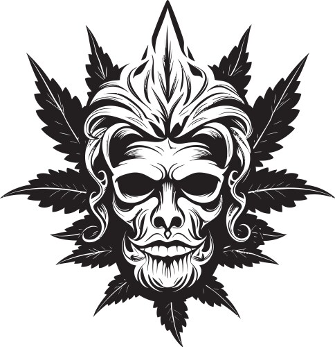 Skullweed symbol skull with cannabis leaf Vector Image