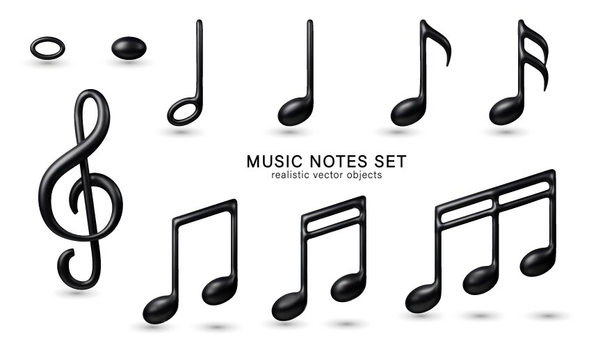 Music notes symbols black color set icon Vector Image