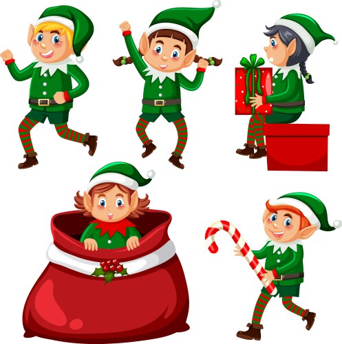 Christmas elf cartoon character Royalty Free Vector Image