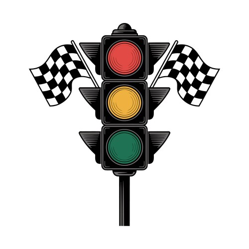 Race Traffic Light with Flags – Free Vector | VectorStock