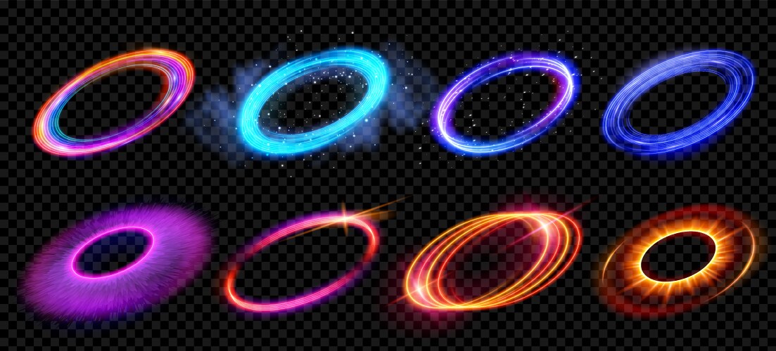 Halo light ring with neon flare glow effect Vector Image