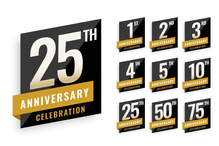 Ribbon anniversary labels set design Royalty Free Vector