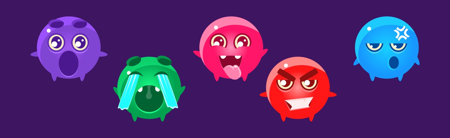 Funny round face emotion character colorful Vector Image