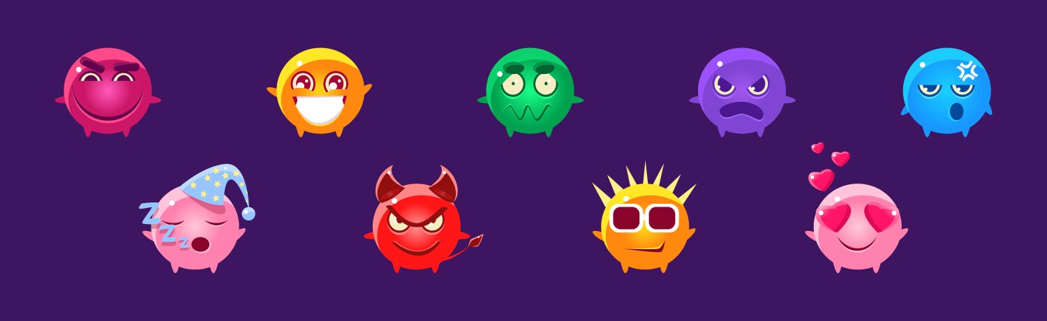 Funny round face emotion character colorful Vector Image