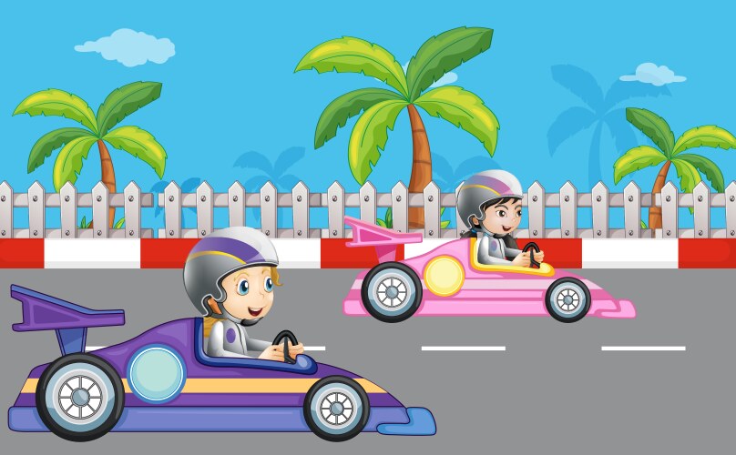 Cartoon car racing sport professional competition Vector Image