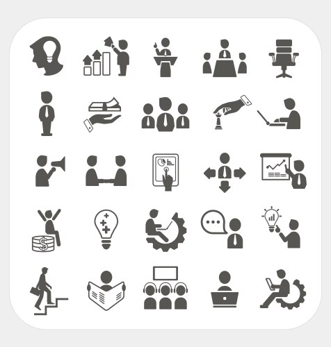 Business and finance icons set Royalty Free Vector Image