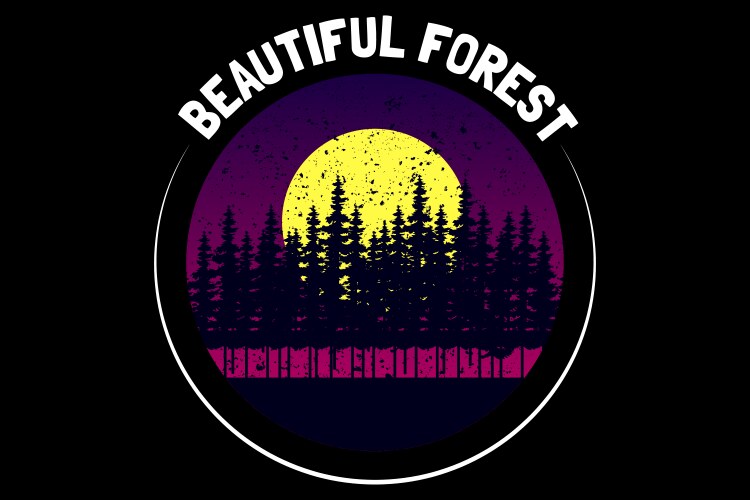 Deciduous tree retro design landscape Royalty Free Vector