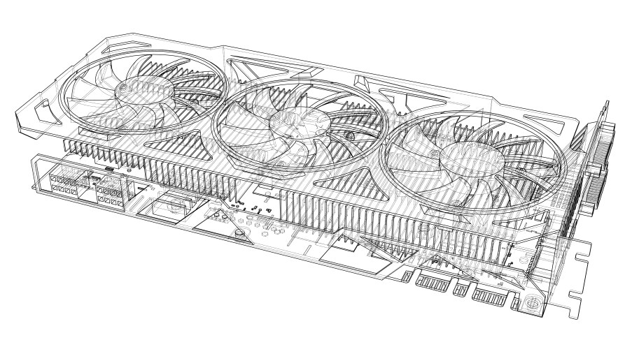Gpu card outline Royalty Free Vector Image - VectorStock