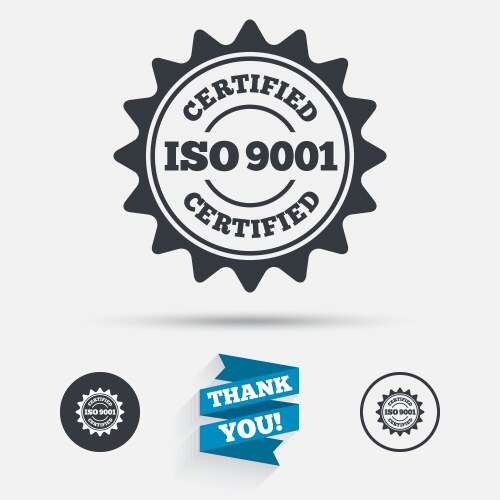 ISO 9001 Certification Stamp Royalty Free Vector Image
