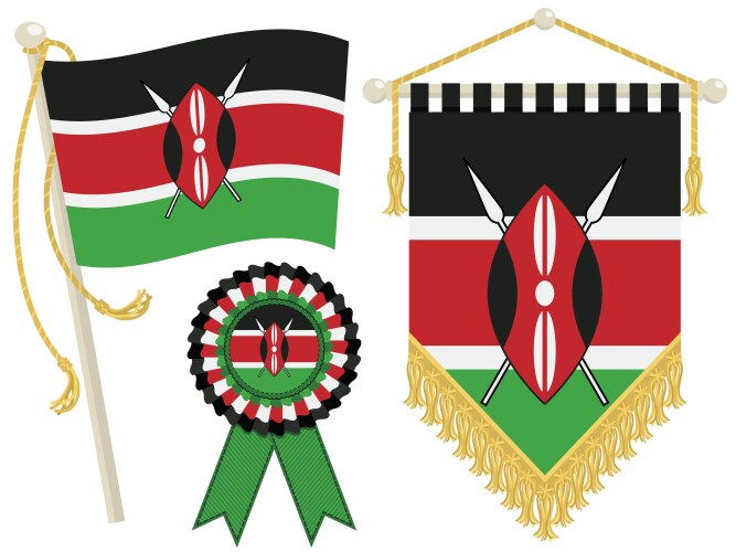 Kenyan flag wavy abstract background Royalty Free Vector