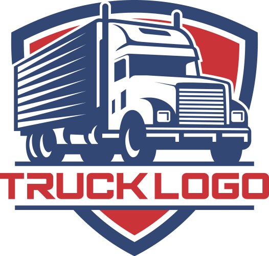 Red container truck logo design Royalty Free Vector Image