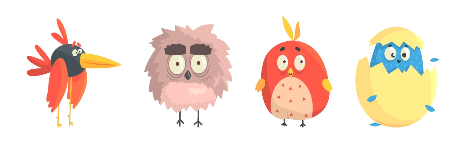 Funny bird comic flying creature with big eyes Vector Image