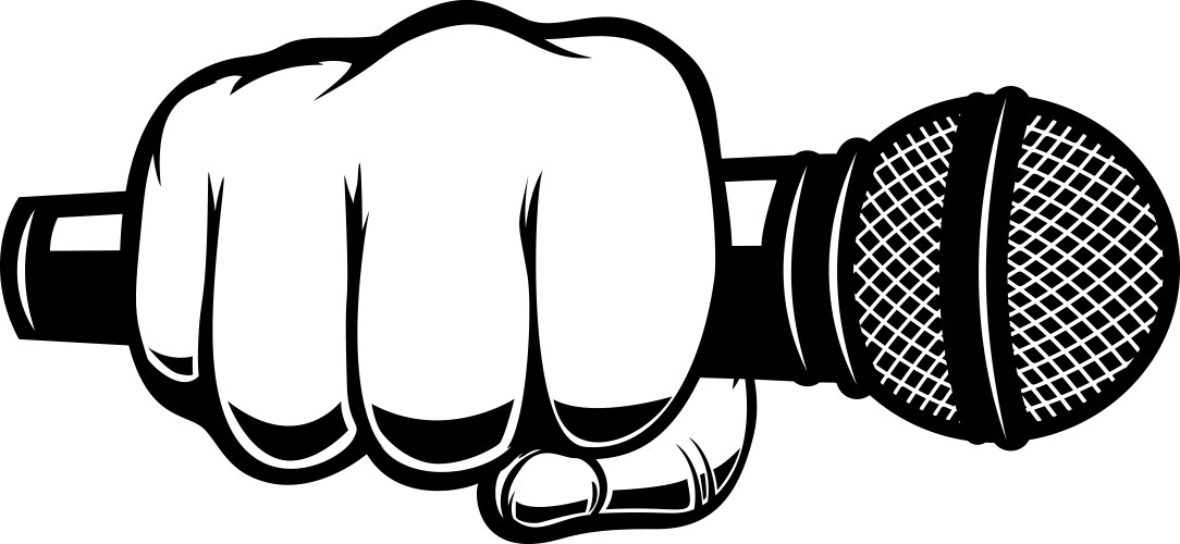 Human hand with microphone design element Vector Image