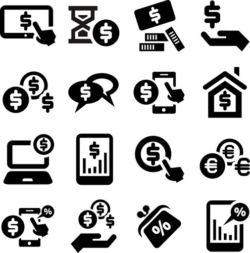Big business and financial icons set Royalty Free Vector