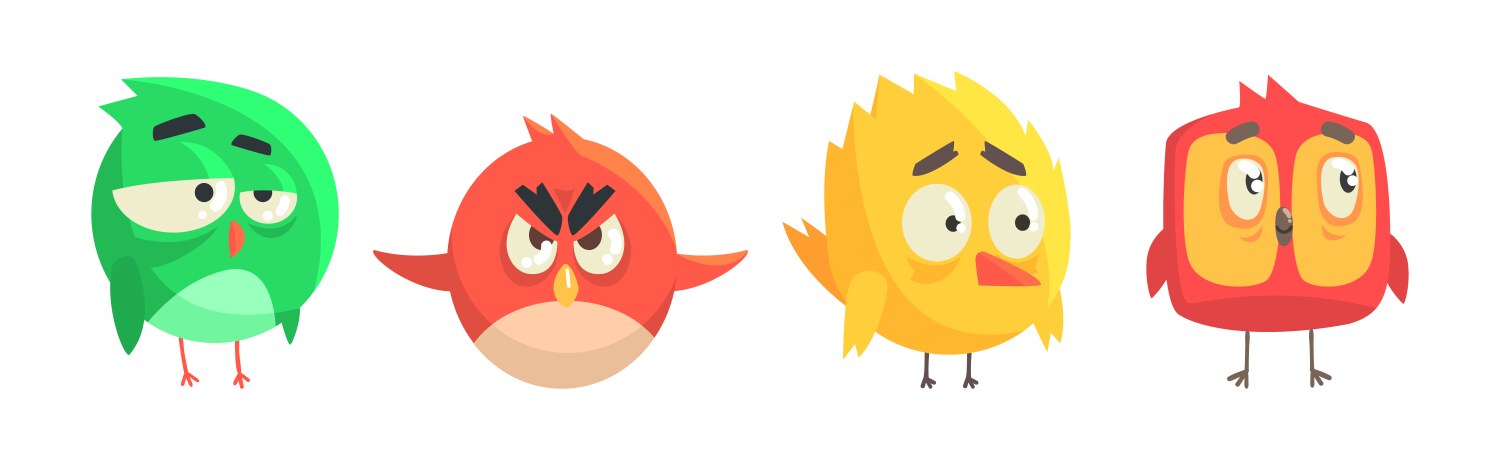 Funny bird comic flying creature with big eyes Vector Image