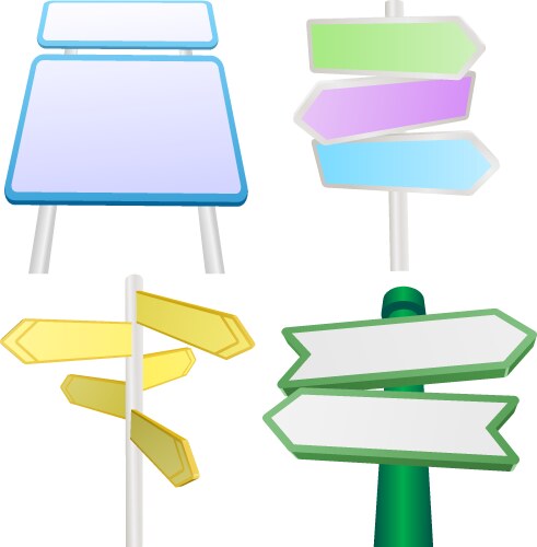 Colorful road direction signs Royalty Free Vector Image