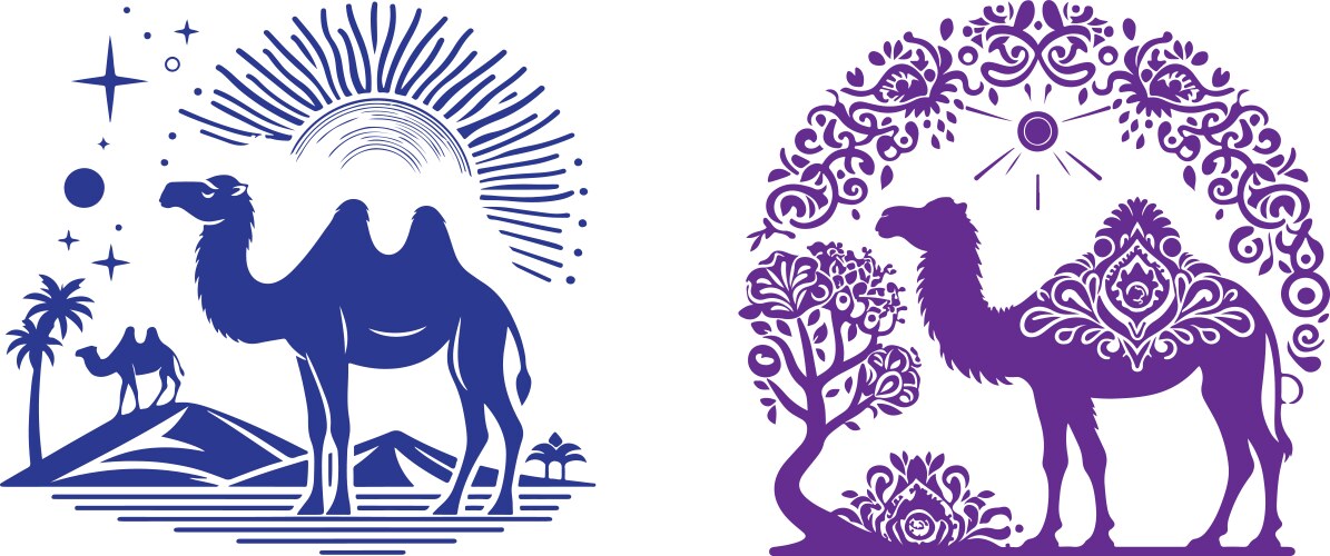 Camel art design and logo Royalty Free Vector Image