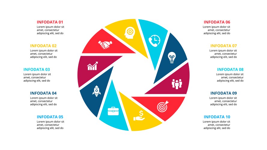 Infographic business pie chart for 10 options Vector Image