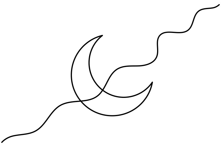Moon continuous one line drawing Royalty Free Vector Image