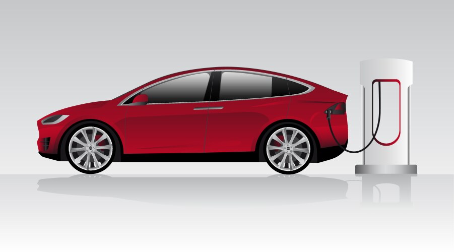 Colorful of a modern electric car Royalty Free Vector Image