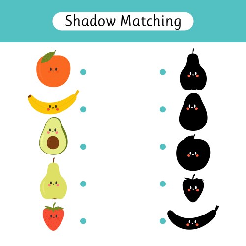 Shadow matching game for kids worksheets Vector Image