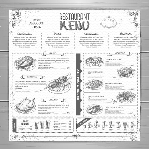 Hand drawing restaurant menu design Royalty Free Vector