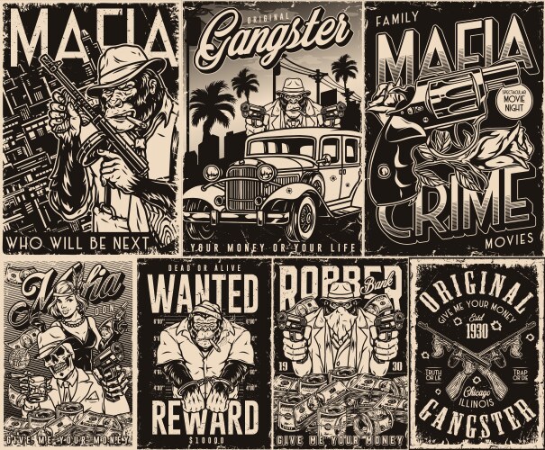 Mafia and gangsters set Royalty Free Vector Image