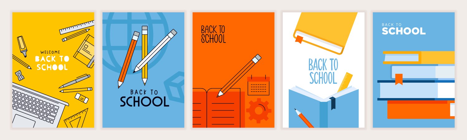Set of back to school posters Royalty Free Vector Image