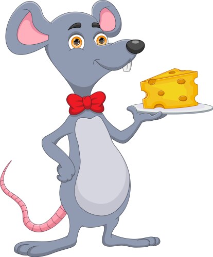 Cartoon mouse with a cheese and full belly Vector Image