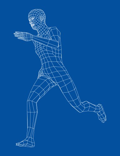 Wireframe running man Royalty Free Vector Image