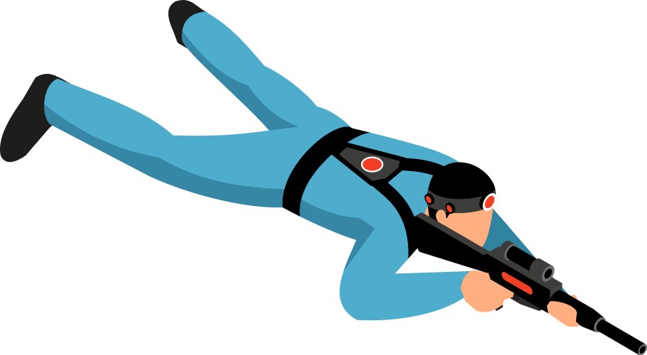 Mad boy play laser tag battle with friends cartoon