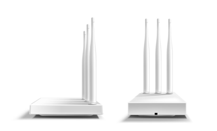 Wifi router front and side view isolated mockup Vector Image
