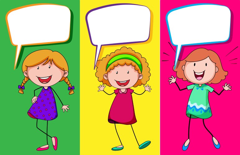 Three Kids Talking Vector Images (44)