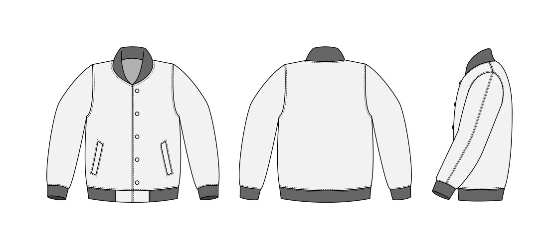 Varsity jacket sketch mockup brown black Vector Image