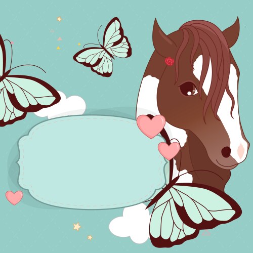 Frame with pony and place for text Royalty Free Vector Image