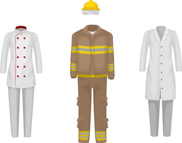 Work wear and uniform set isolated Royalty Free Vector Image