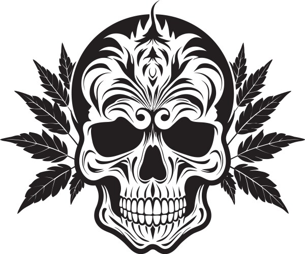 Leafy skullscape cannabis emblem budskull skull Vector Image