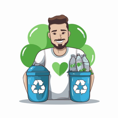 Man with recycle bin recycling concept Royalty Free Vector