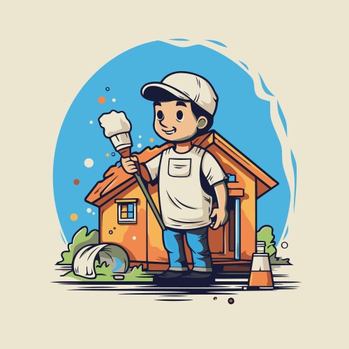 House cleaning service concept in cartoon style Vector Image