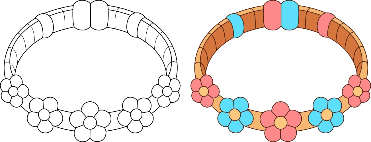 Bracelet outline hand drawn coloring page Vector Image