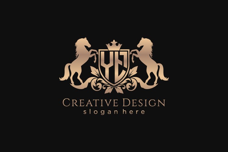 Initial yt retro golden crest with shield and two – Royalty-Free Vector ...