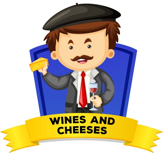 Label design with male butler Royalty Free Vector Image